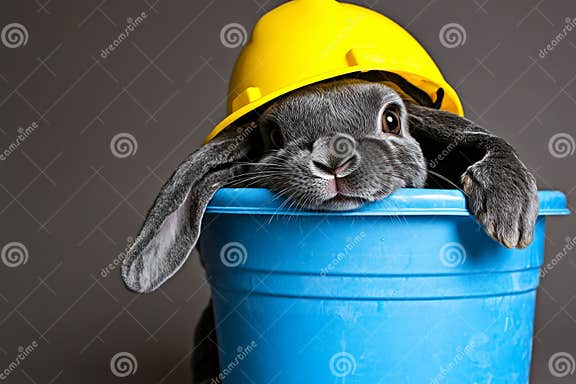 Stock Image of an Easter Bunny in a Construction Helmet Stock Image ...