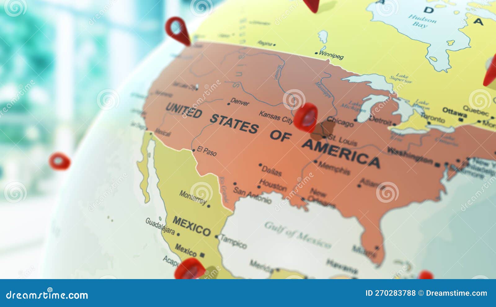 3d Earth Globe with Location Points Stock Illustration - Illustration ...