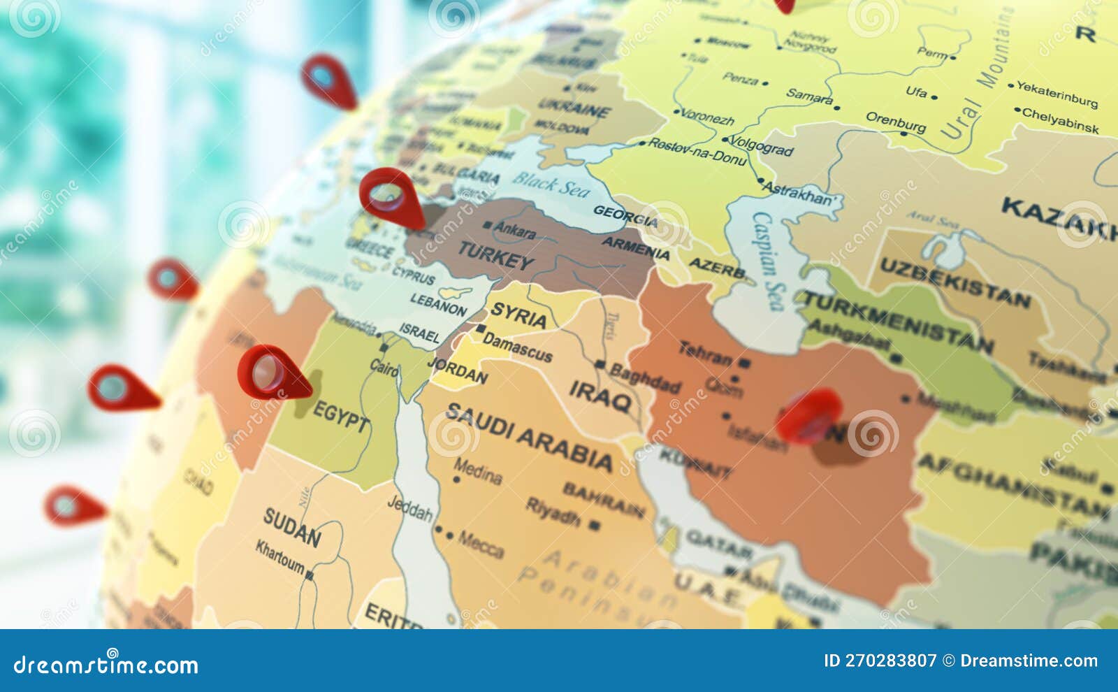 3d Earth Globe with Location Points Stock Illustration - Illustration ...
