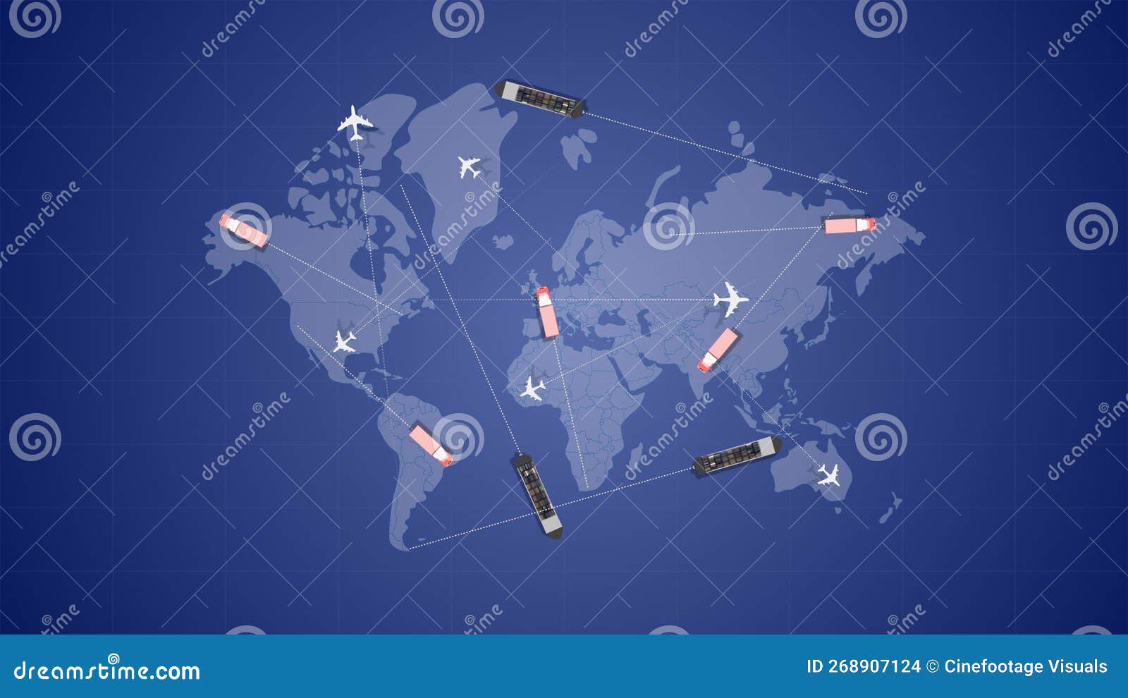 Global Transport Connection on the World Map Stock Illustration ...