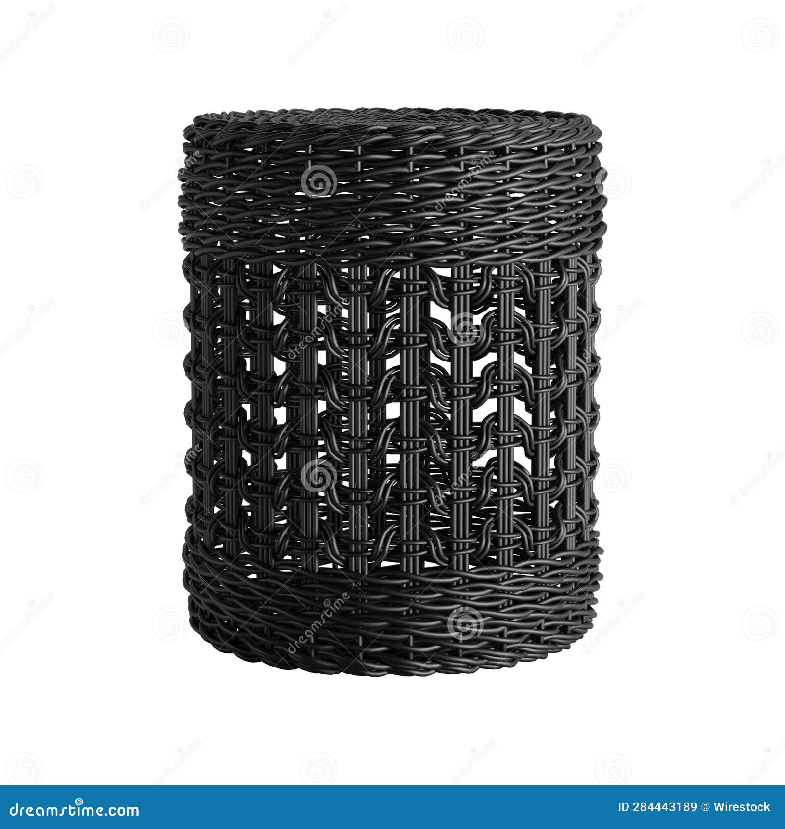 Stock Image Features a Rattan Pouf in a Studio Setting with a White ...