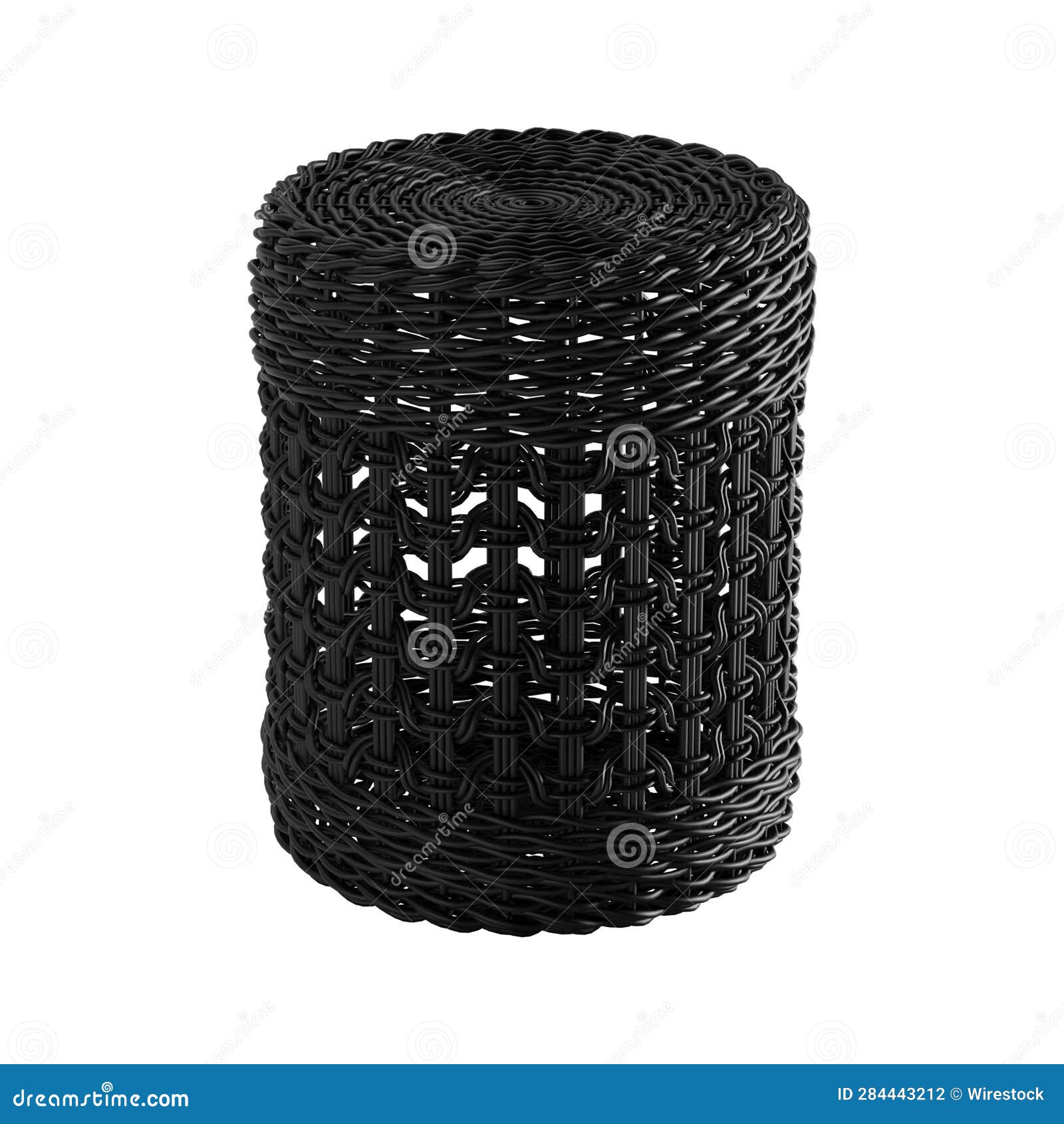 Stock Image Features a Rattan Pouf in a Studio Setting with a White ...