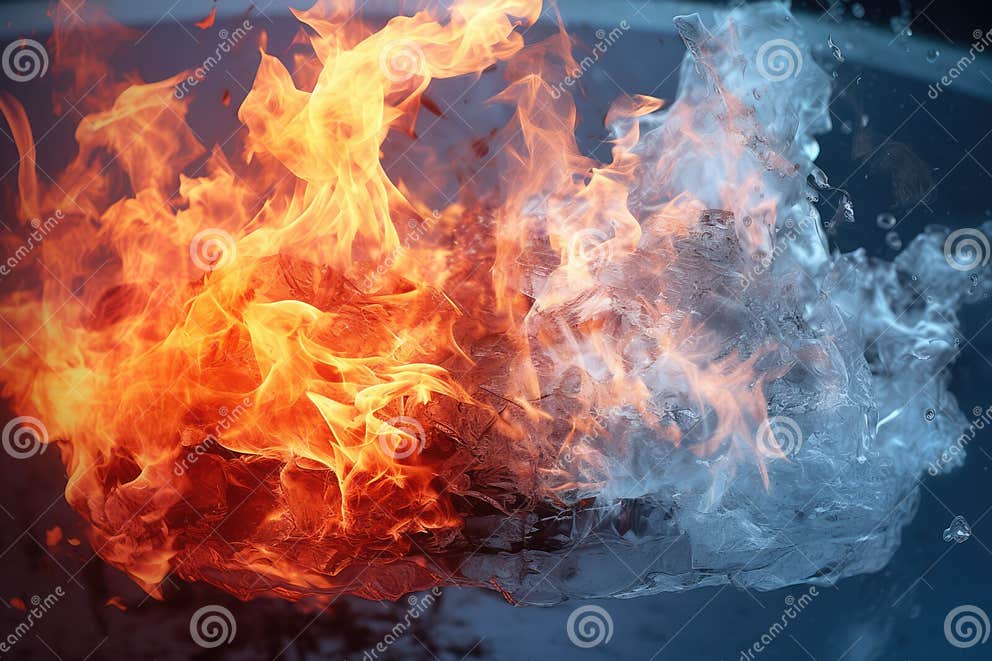 Fire and Ice, Hot and Cold Concept. Harmony and Discord, Innocence and ...