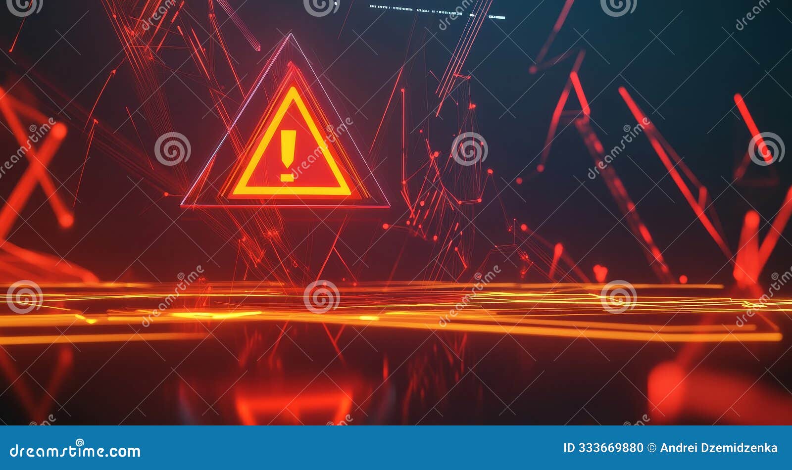 Stock Image of a Red Triangle Exclamation Mark with Cyber Security Icon ...