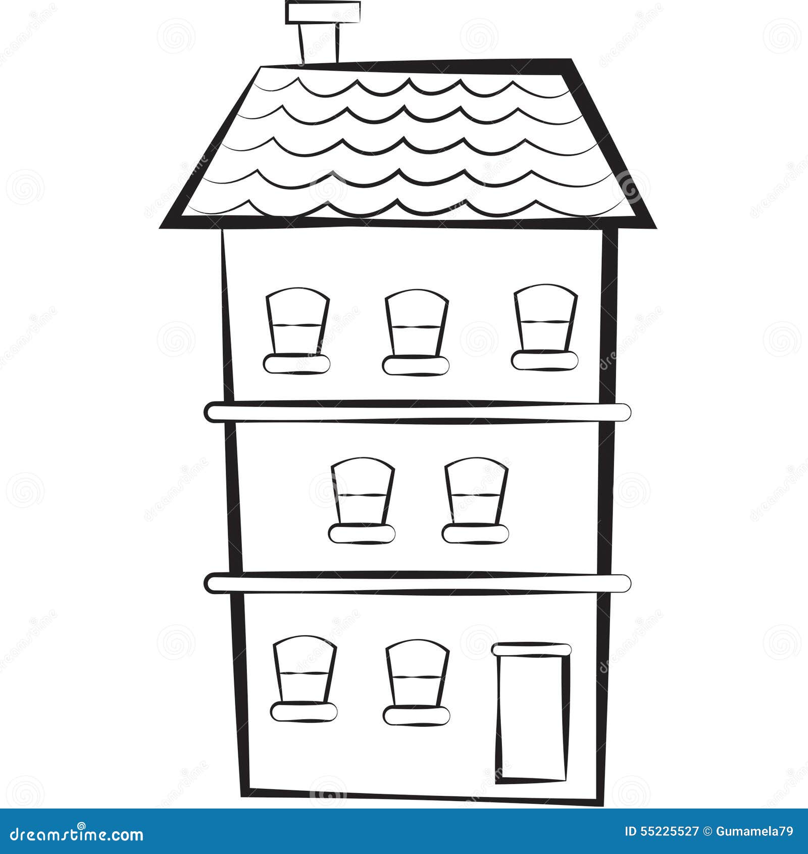 Three-storey House Cartoon Icon Vector Illustration | CartoonDealer.com ...
