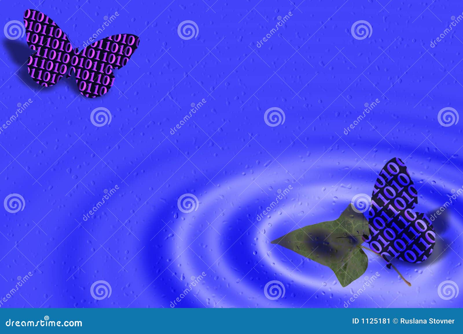 Stock Image with Water Ripples and Binary Code Butterflies Stock ...