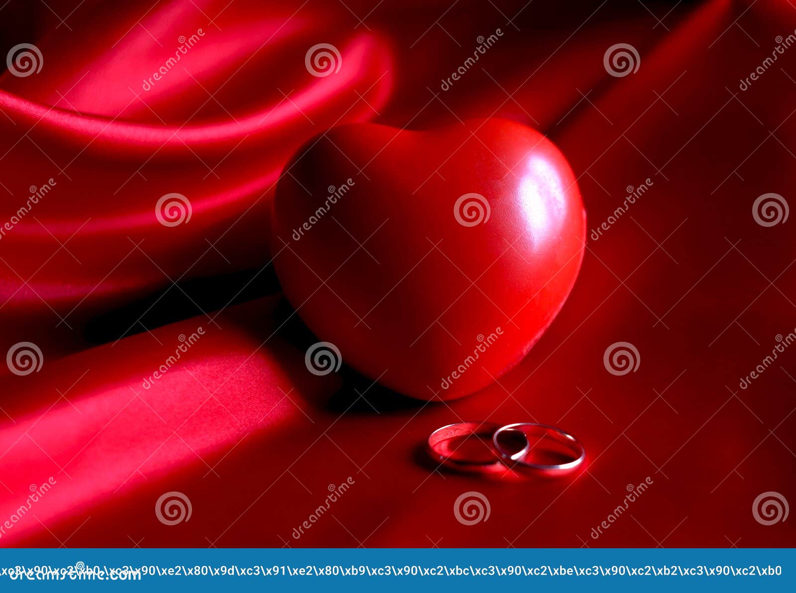 Stock Image of the Wedding Rings and Red Ribbon Stock Image - Image of ...