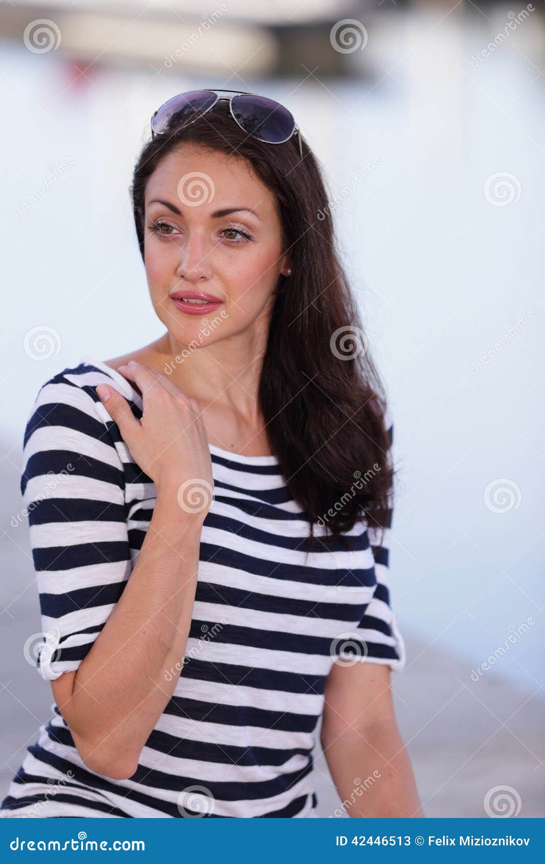 Stock Image Woman Touching Her Shoulder Stock Image - Image of glance ...