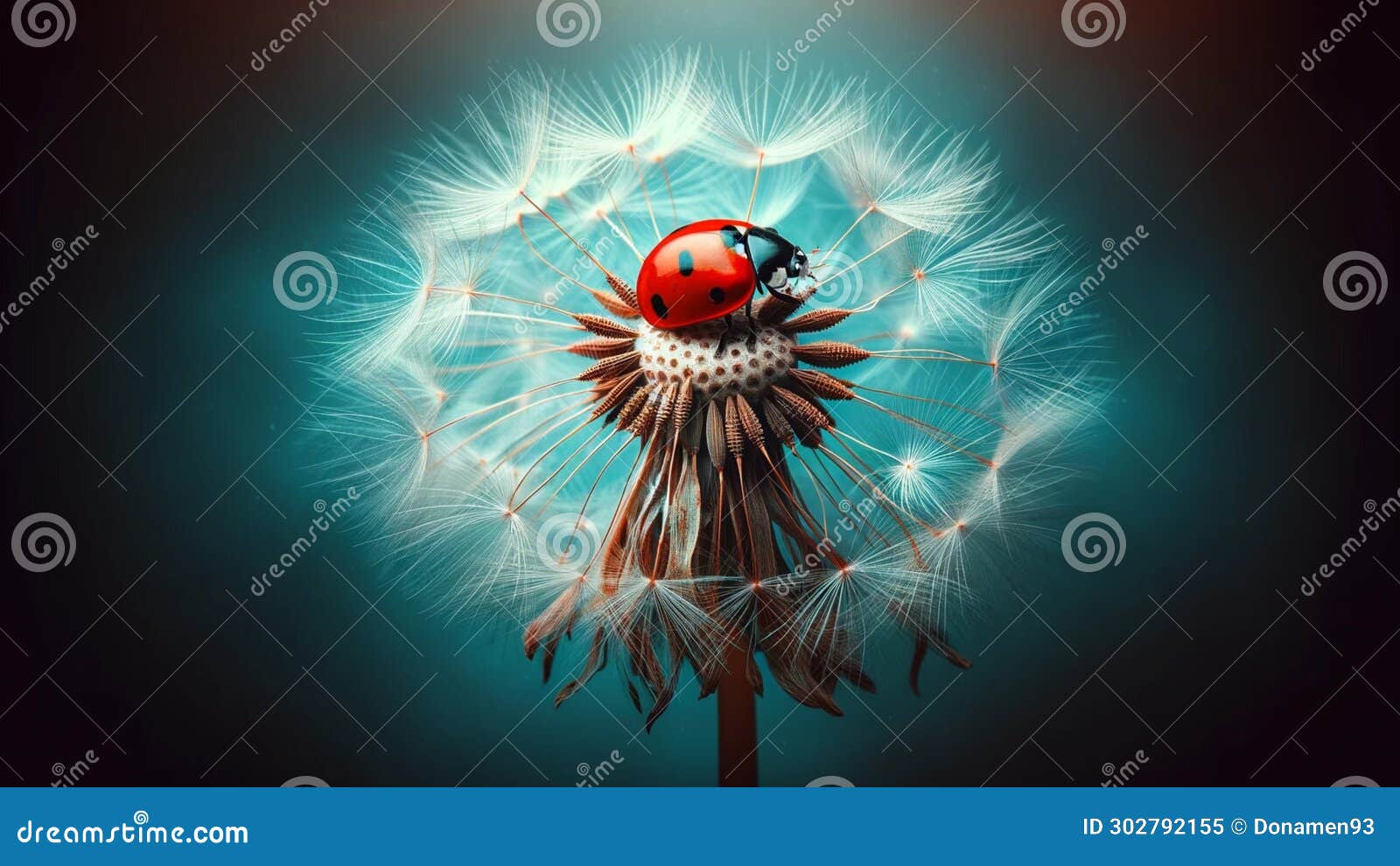 Insect Wonderland: Ladybug S Journey Amidst Dandelion Whispers Stock ...
