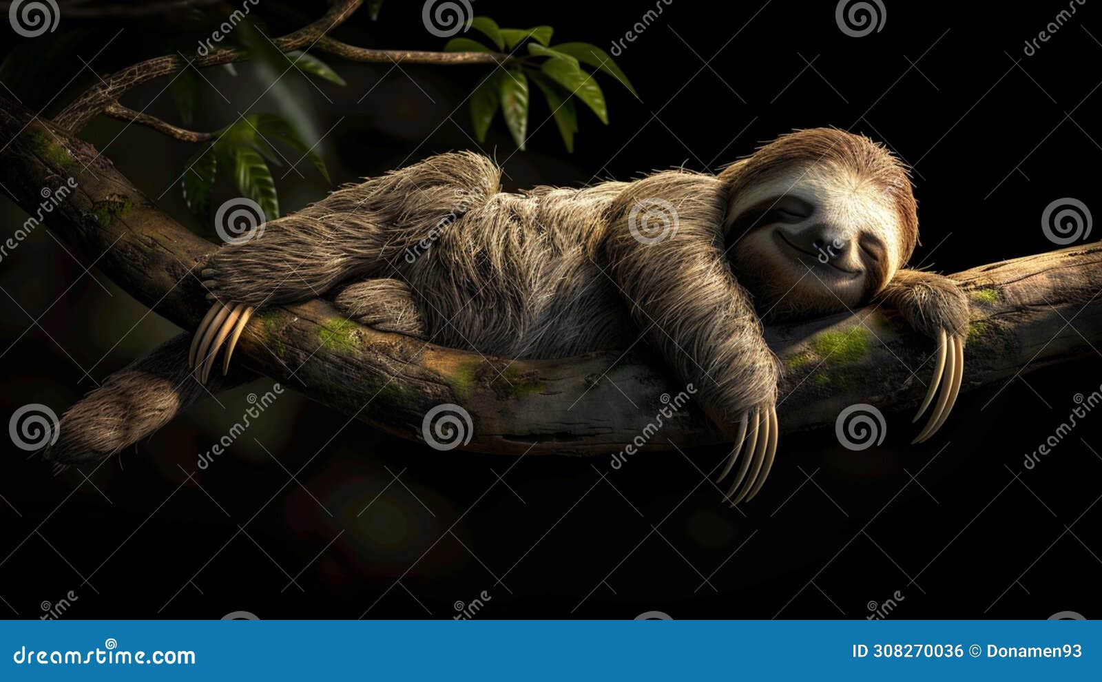 Wild Sloth in Its Natural Rainforest Habitat Stock Illustration ...