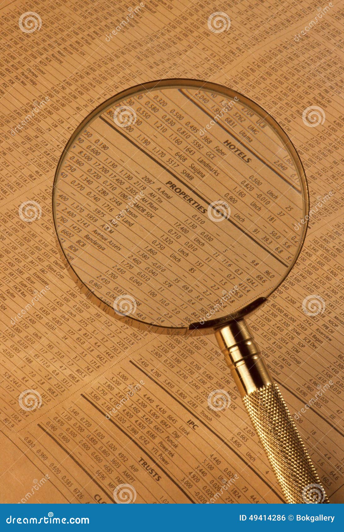 Stock Index Under Magnifying Glass Stock Photo - Image of finances ...