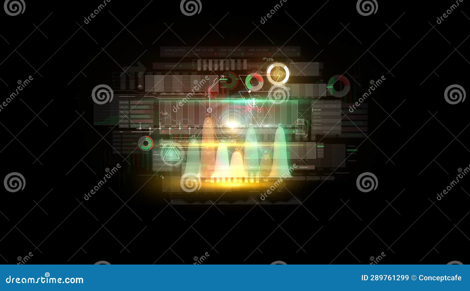 An Array of Business Infographics in the Virtual Panel. Stock Video ...