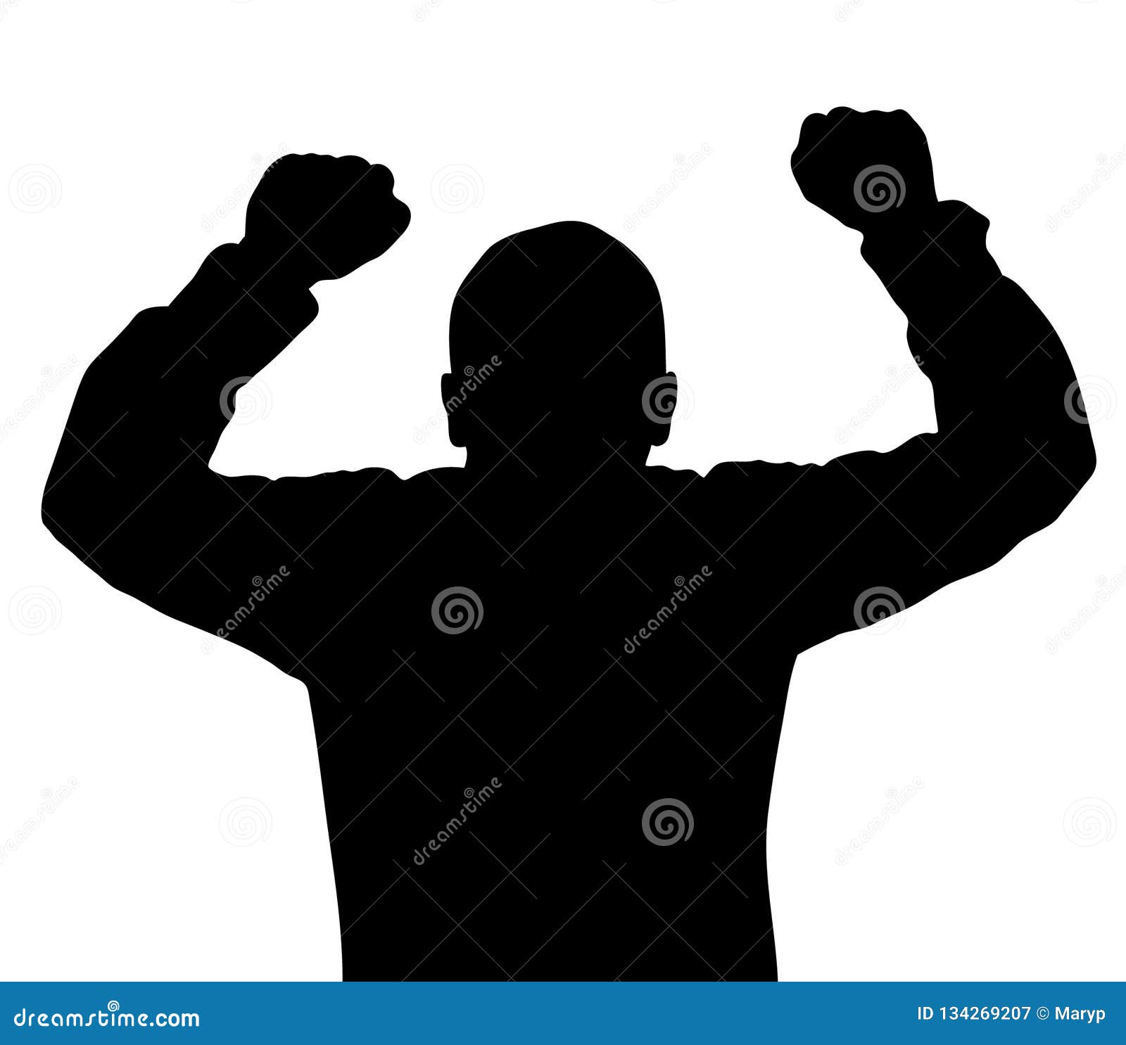 Man with Hands Up Silhouette Stock Vector - Illustration of happy ...