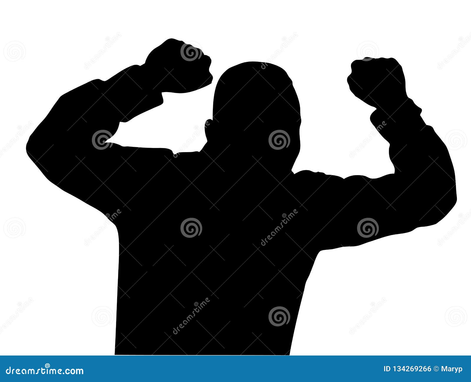 Man with Hands Up Silhouette Stock Vector - Illustration of young ...