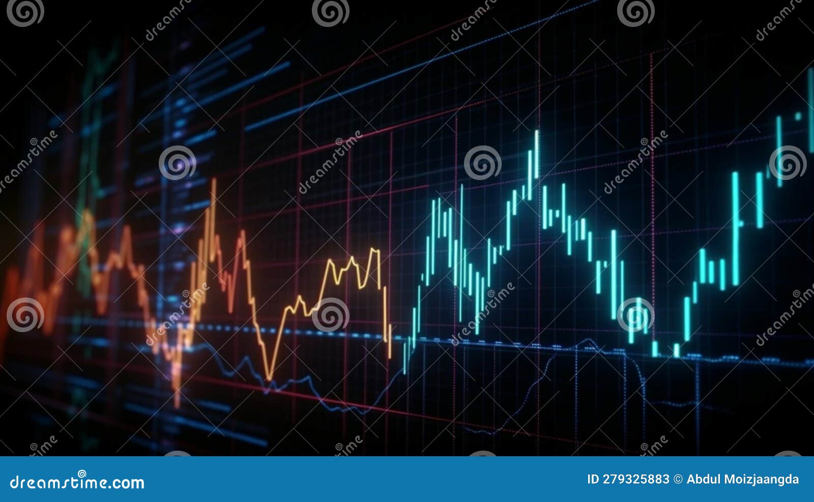 Stock Market Analytics, Candlestick Graph and Bar Chart Showcase Trends ...