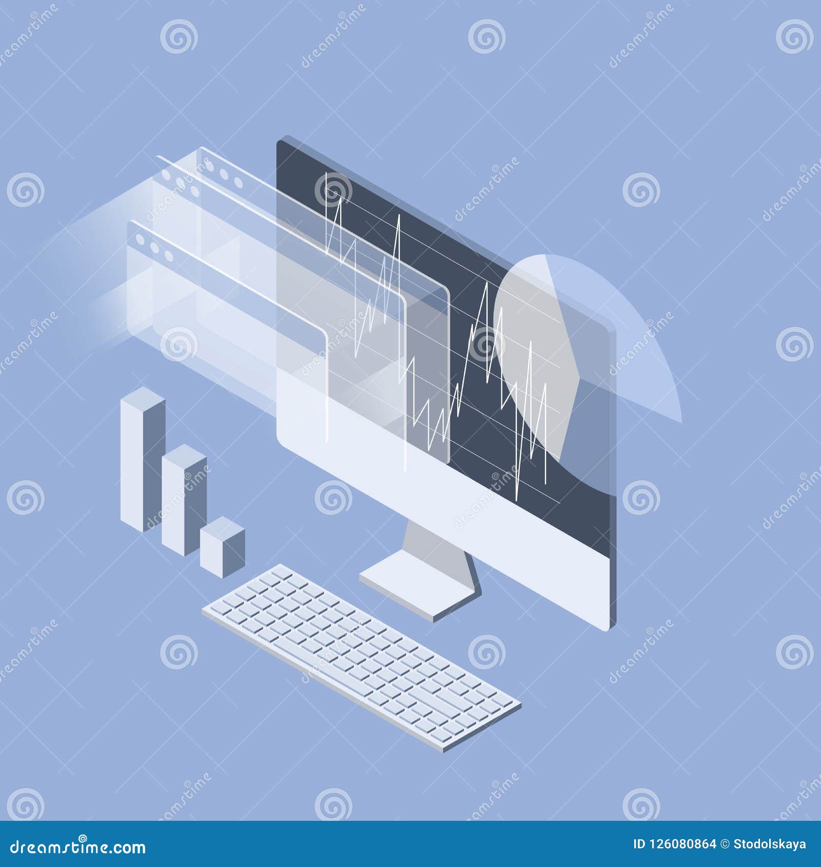 Stock Market Analytics Isometric Icon - Data Statics Stock Vector ...