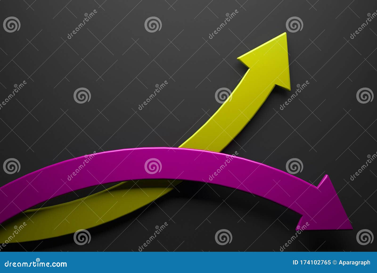 Stock Market Arrow Up or Down on Dark Background Stock Illustration ...