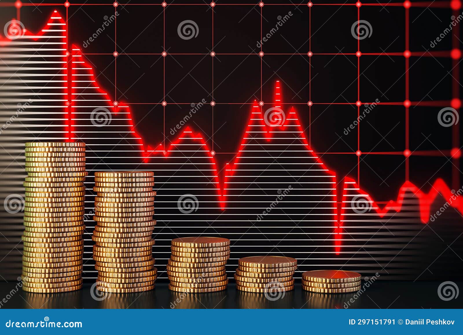 Stock Market Candlestick Chart with Declining Trend. Stock Illustration ...