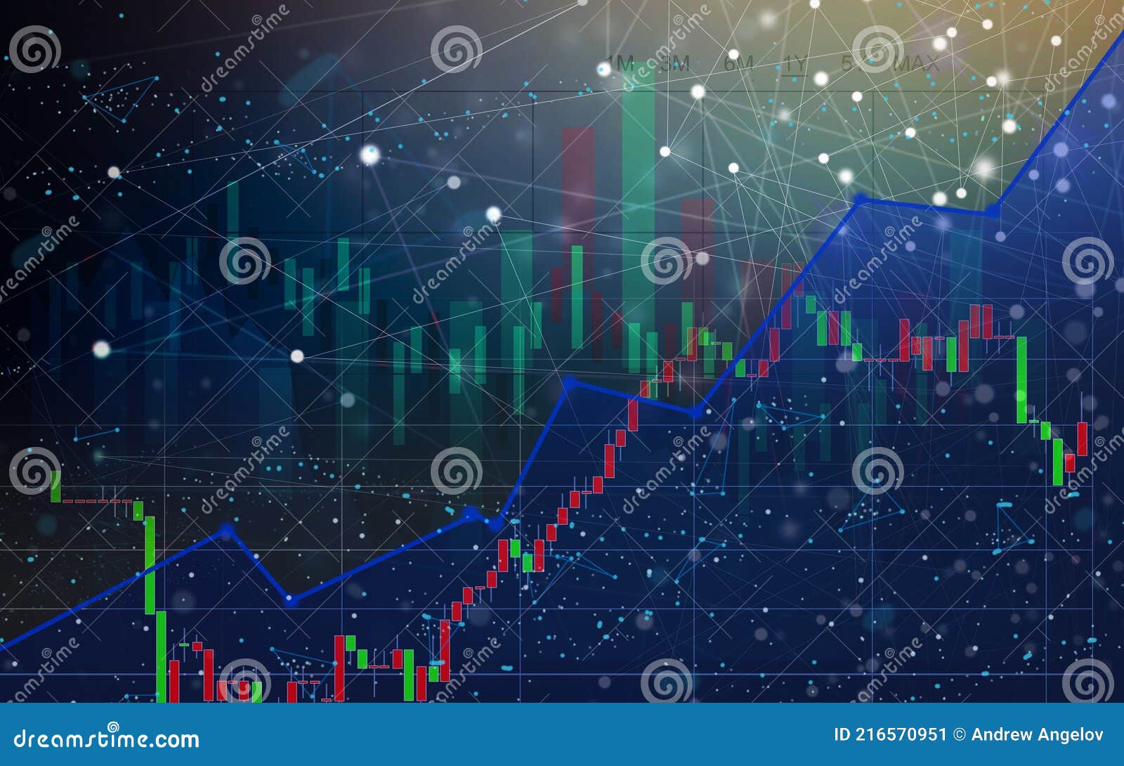Stock Market Chart on Blue Background Stock Illustration - Illustration ...