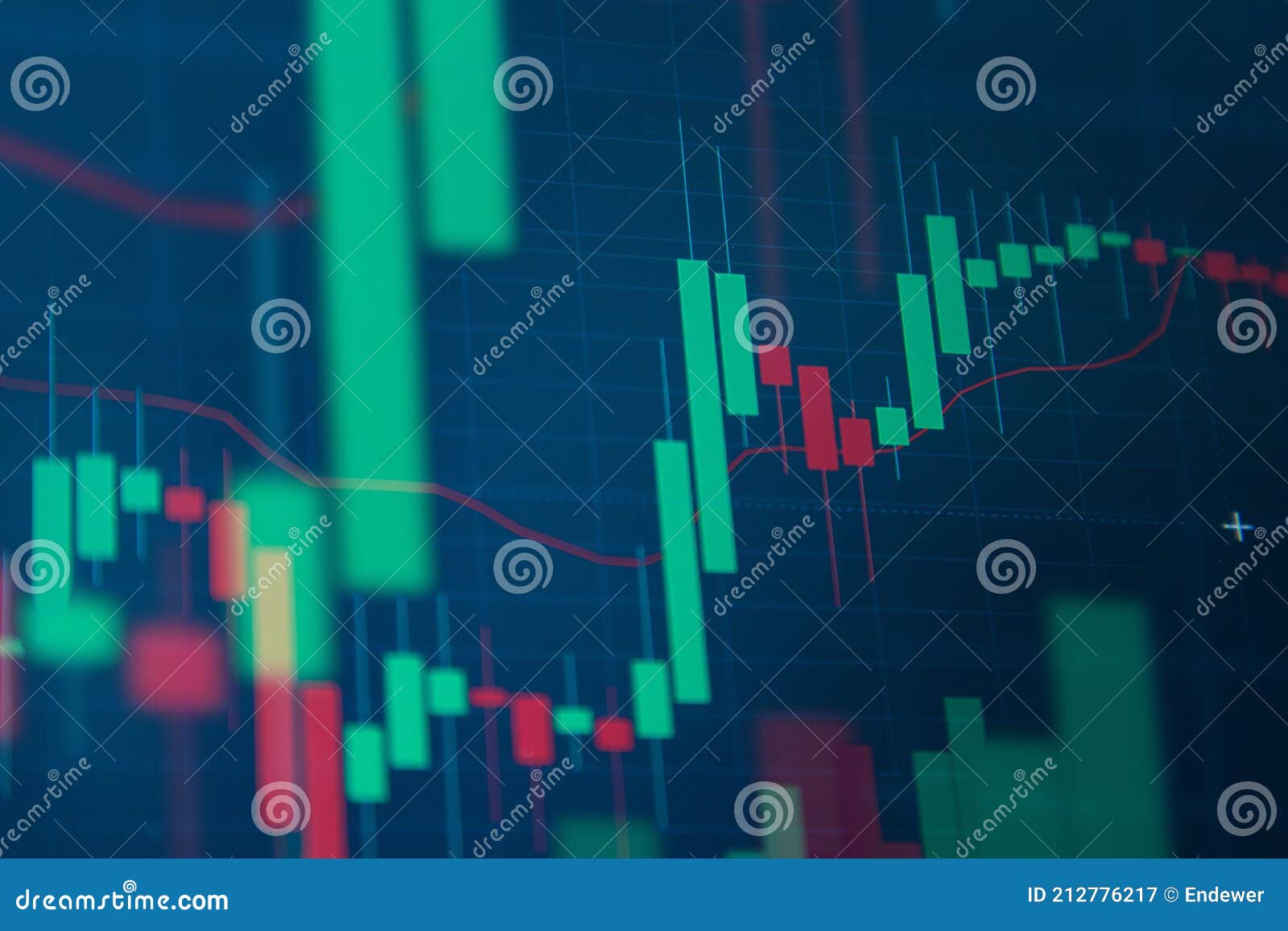 Stock Market Chart on Blue Background. Share Drop Down and Stock Up ...