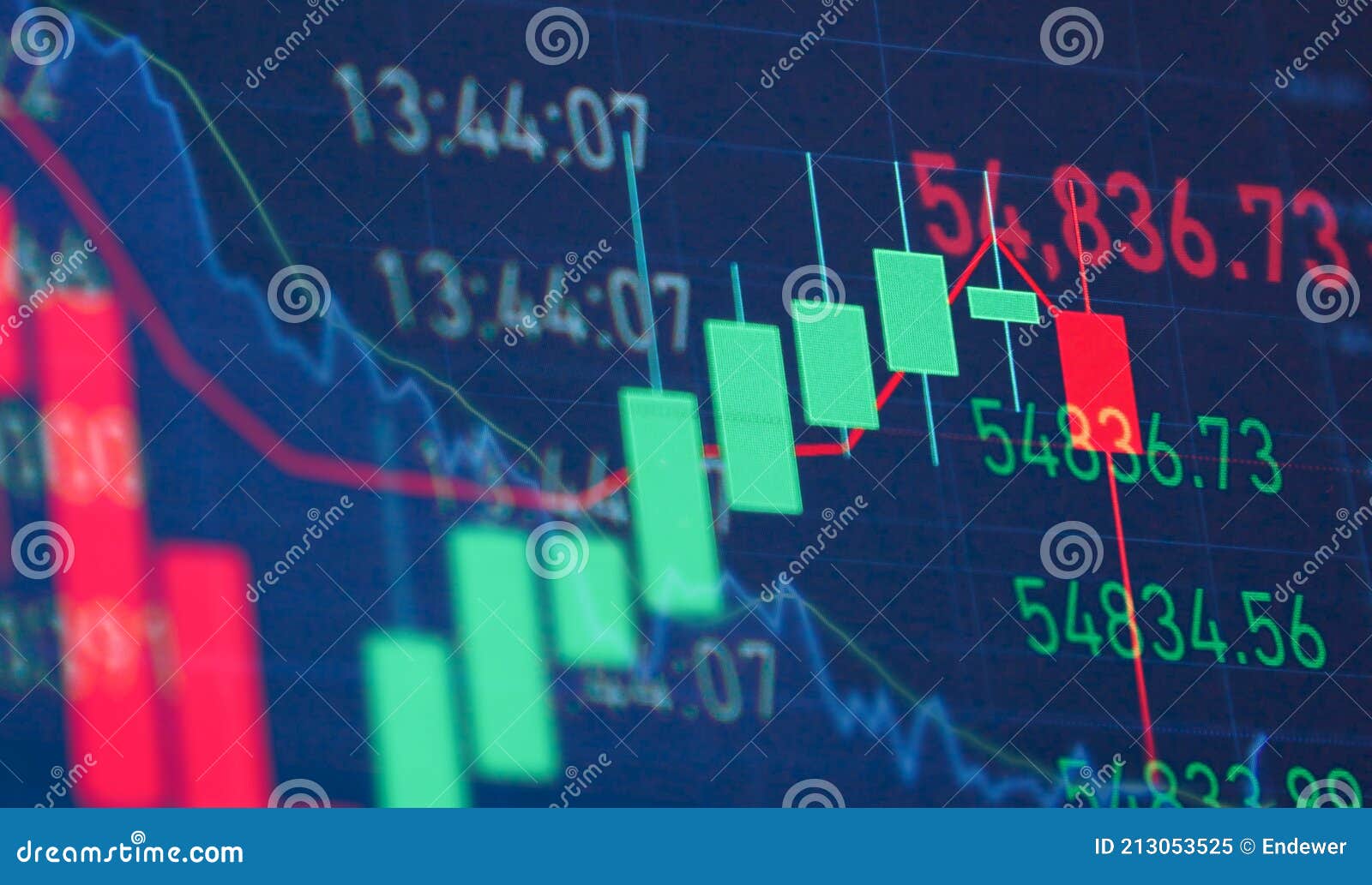 Stock Market Chart on Blue Background. Share Drop Down and Stock Up ...