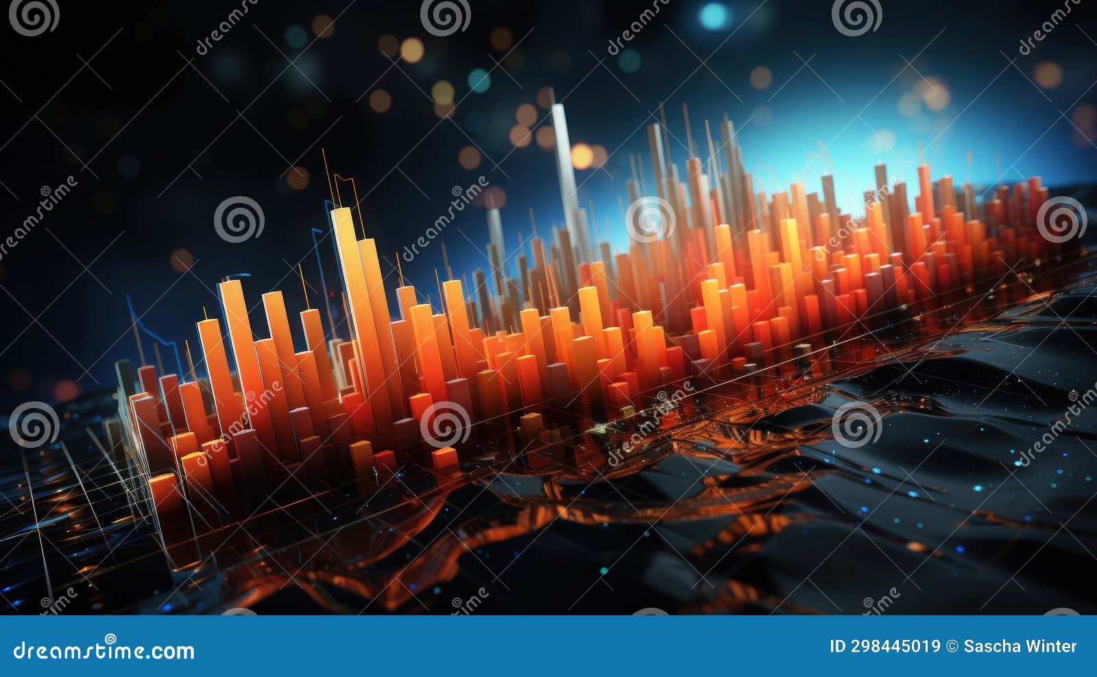Stock Market Chart, Candlestick Pattern, Orange and Blue Stock Image ...