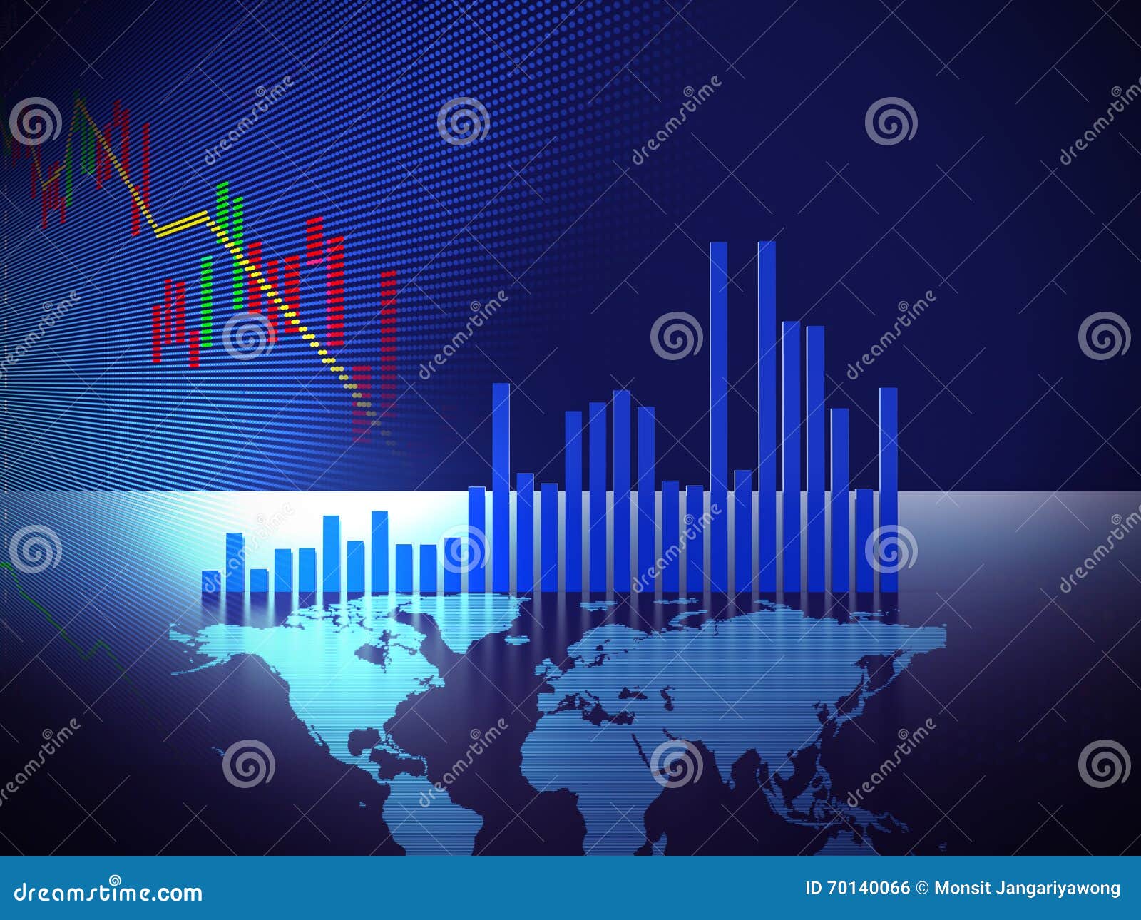 Stock Market Chart on Digital World Map 3dillustration Stock ...