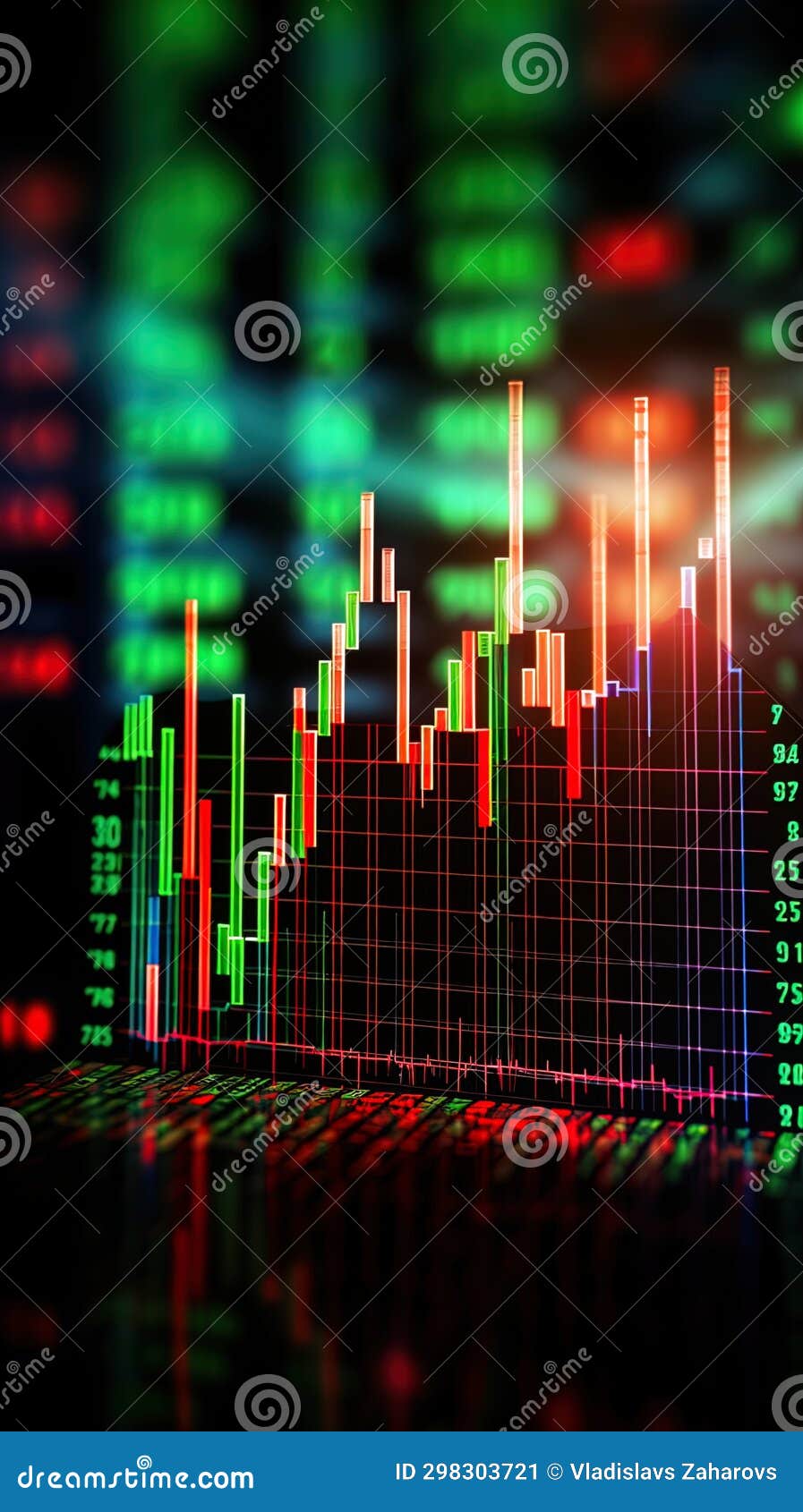 Stock Market Chart Displaying a Candlestick Pattern in Vibrant Green ...