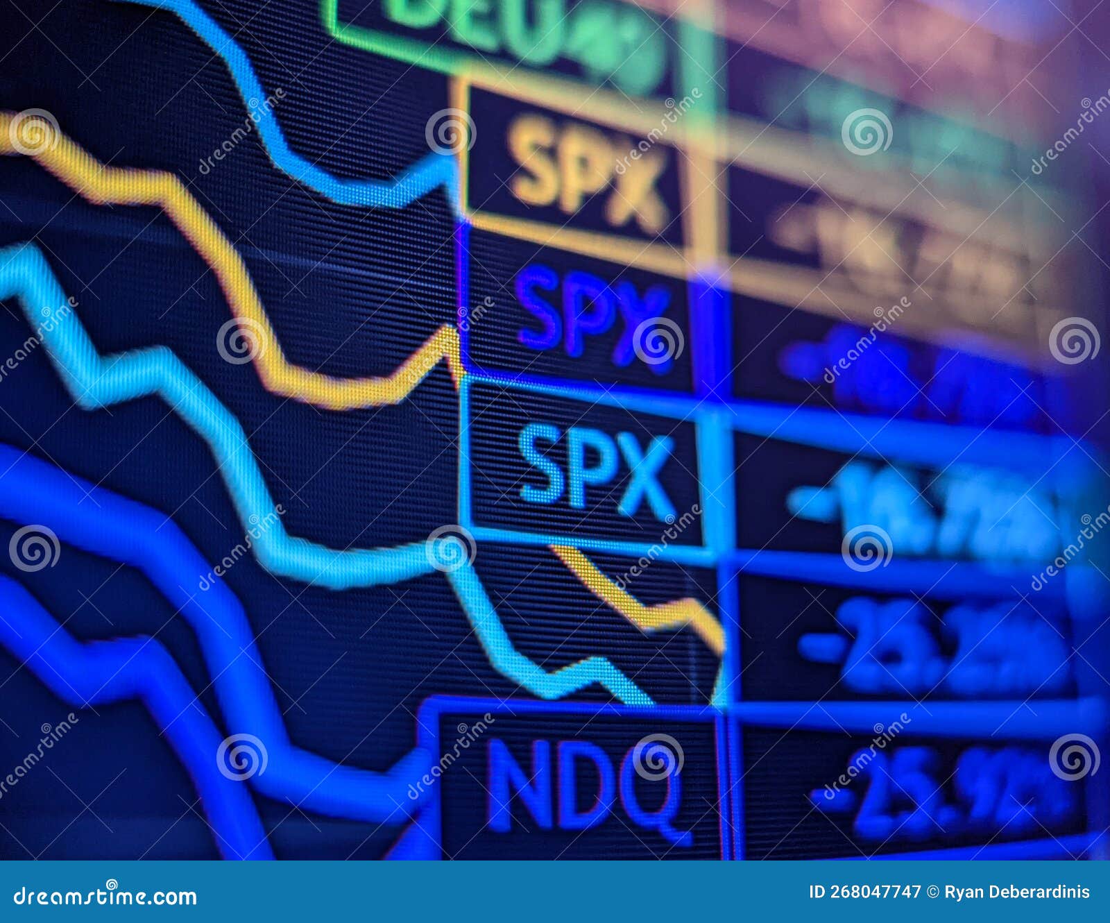 Stock Market Chart Tracking Index Prices with Colorful Line Graphs on ...