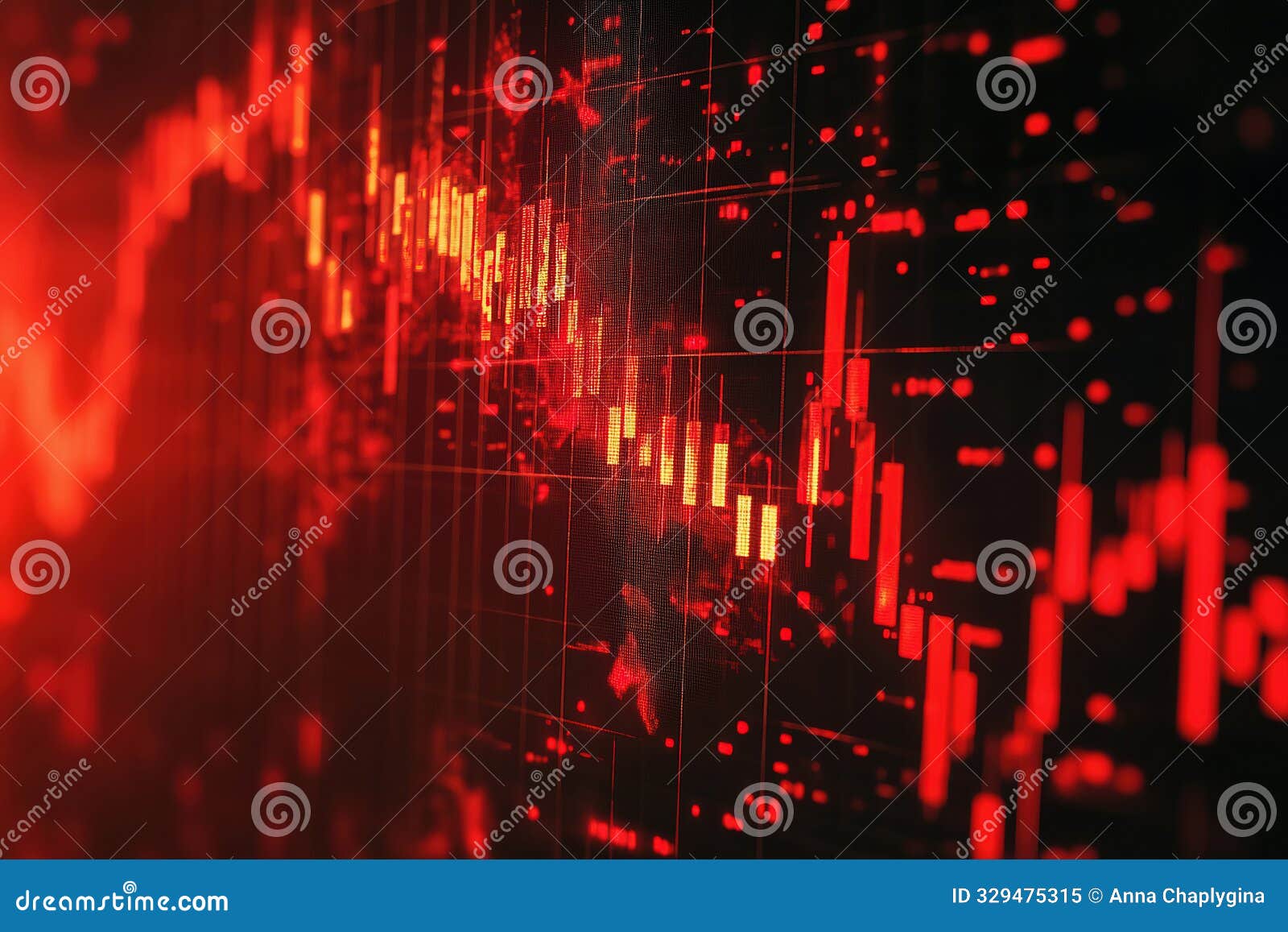 Stock Market Crash Visualization with Red Graph and Chaotic Data Points ...