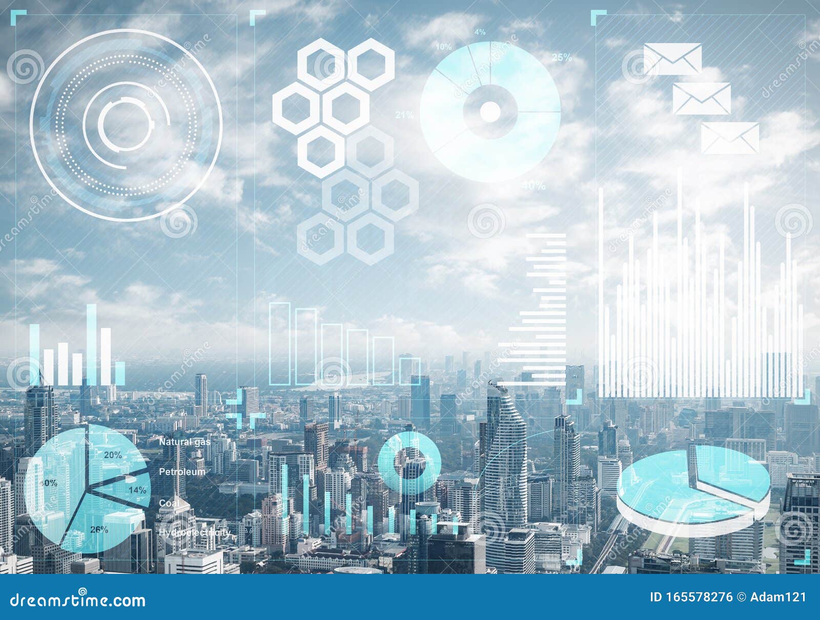 Stock Market Data on Background of Cityscape Stock Photo - Image of ...
