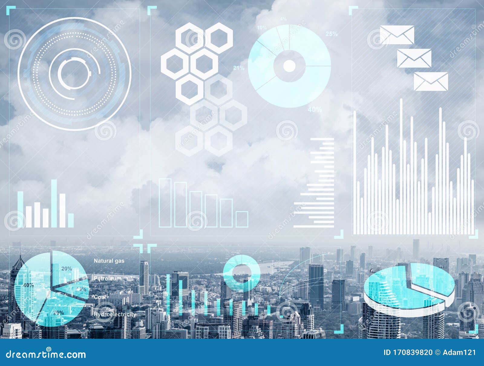 Stock Market Data on Background of Cityscape Stock Photo - Image of ...