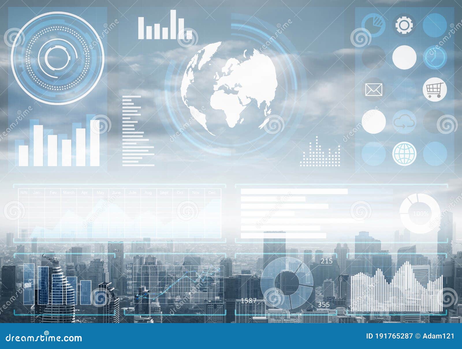Stock Market Data on Background of Cityscape Stock Image - Image of ...