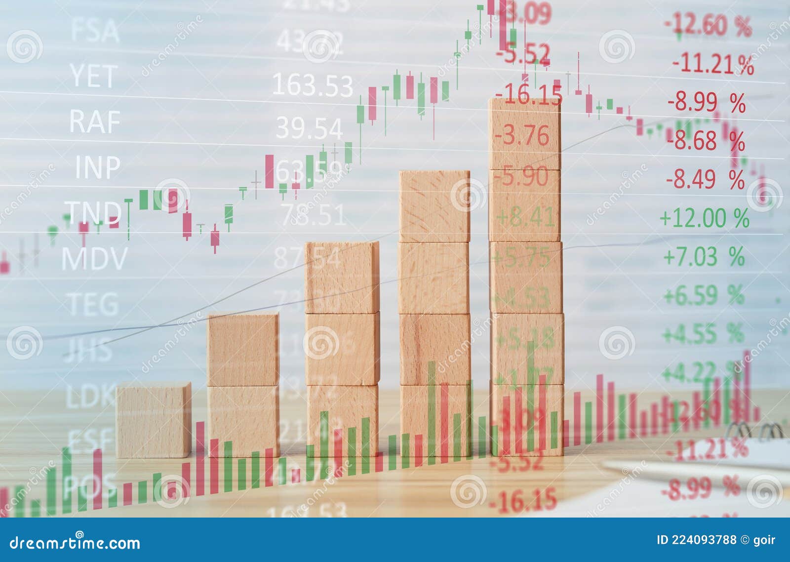 Stock Market Data and Cubes Chart Stock Photo - Image of data ...