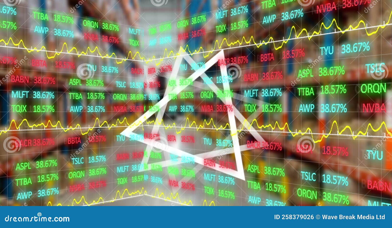 Stock Market Data Processing Over Abstract Triangular Shape Spinning ...
