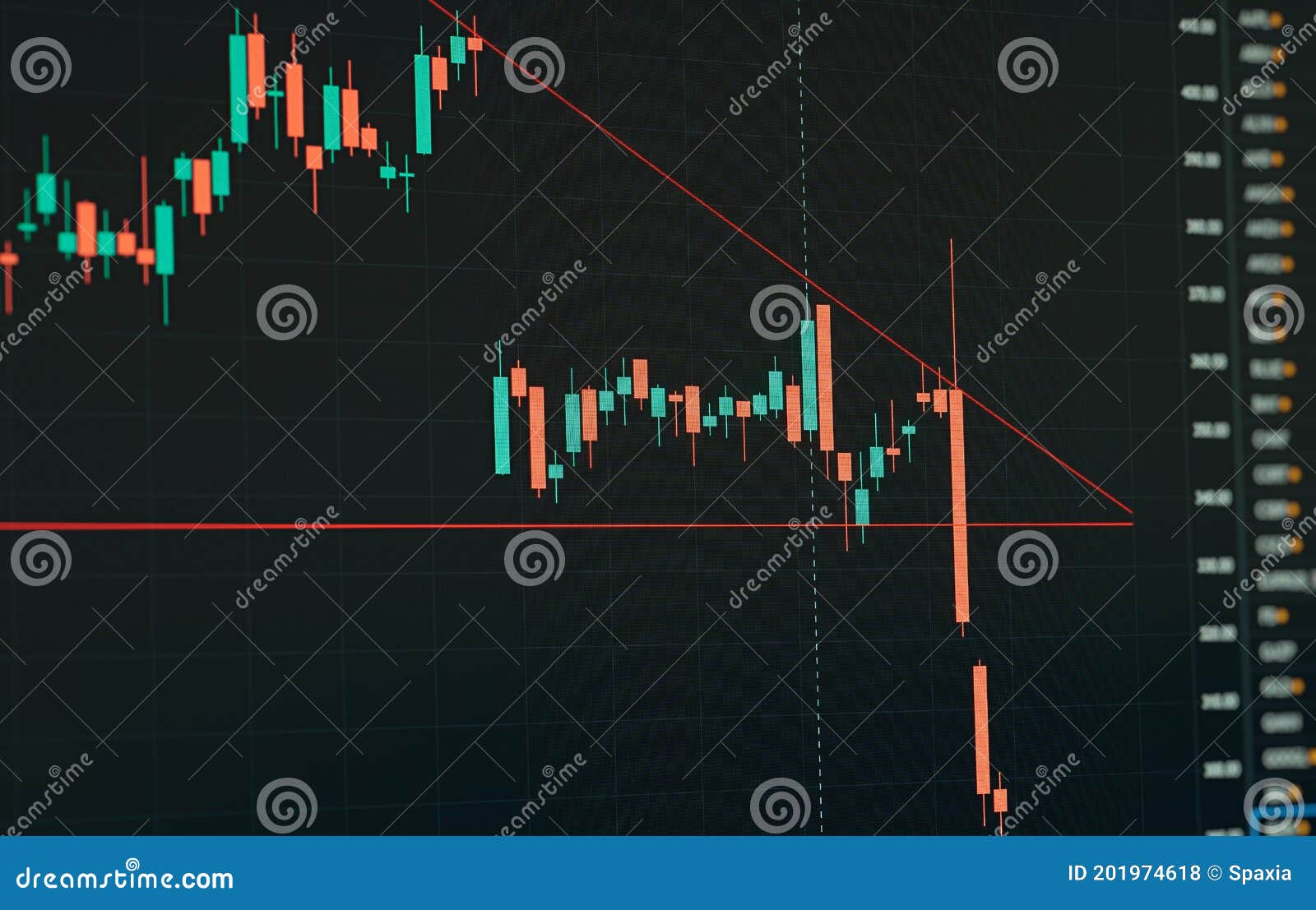 Stock market decline chart stock photo. Image of quotes - 201974618