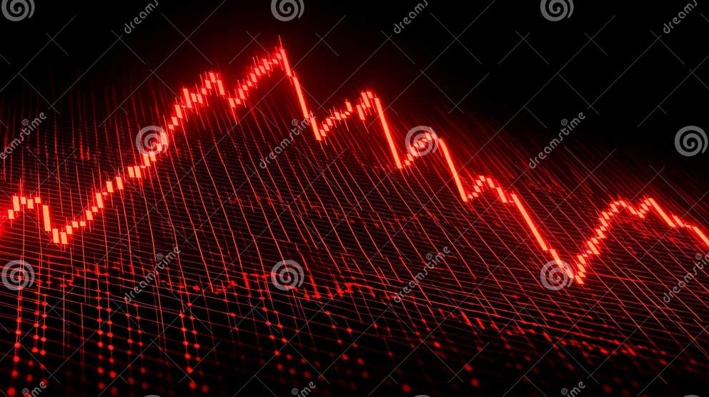 Stock Market Decline Visualization in Red Stock Illustration ...