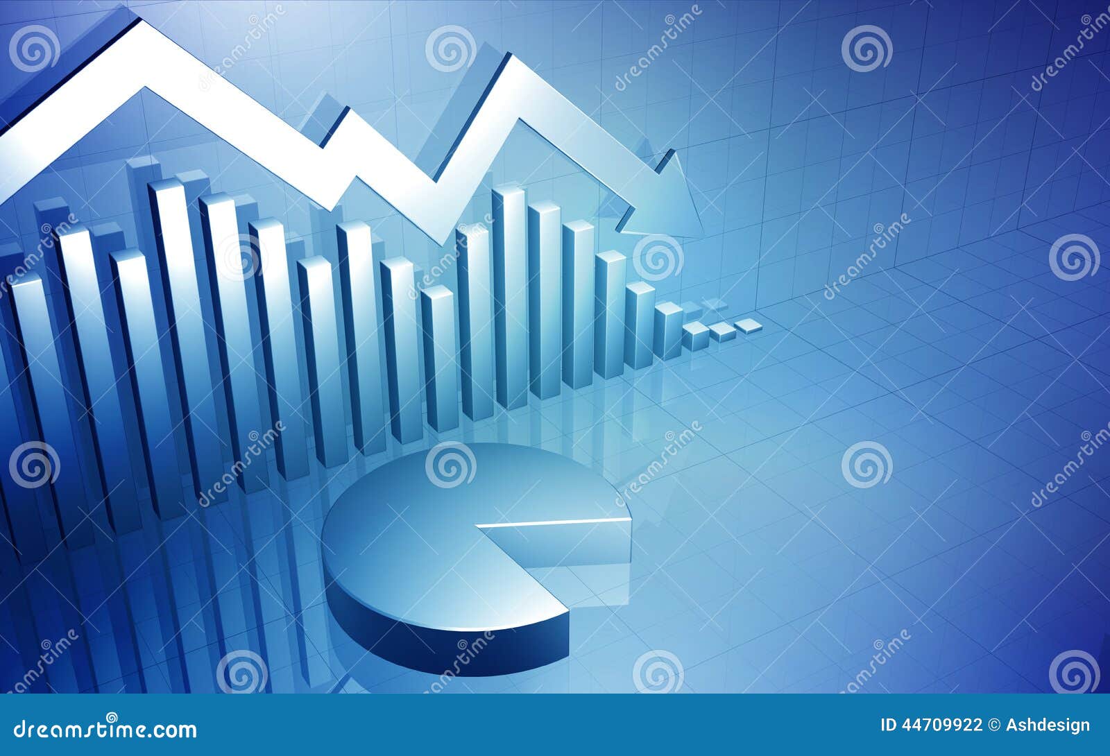 Stock Market Down Arrow with Pie Chart Stock Illustration ...