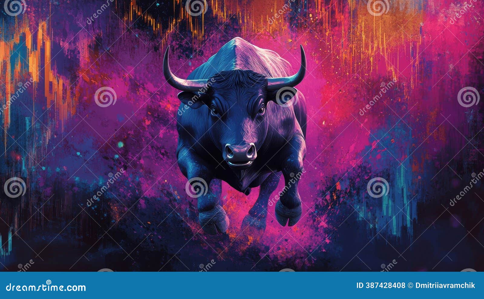 Powerful Bull With Big Horns Stock Photography | CartoonDealer.com ...
