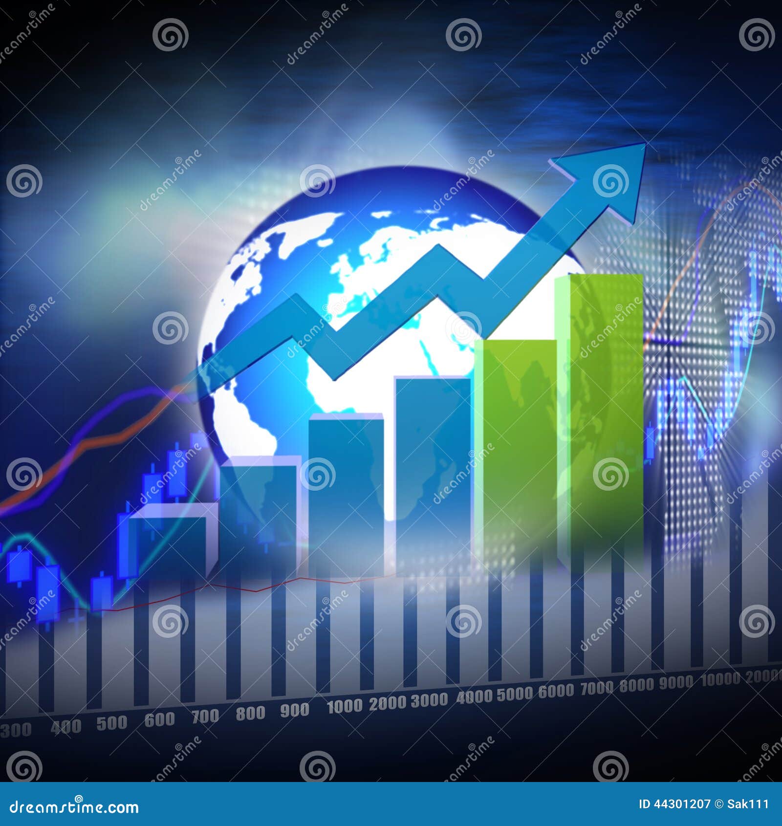 Stock Market Graph and Bar Chart Stock Illustration - Illustration of ...