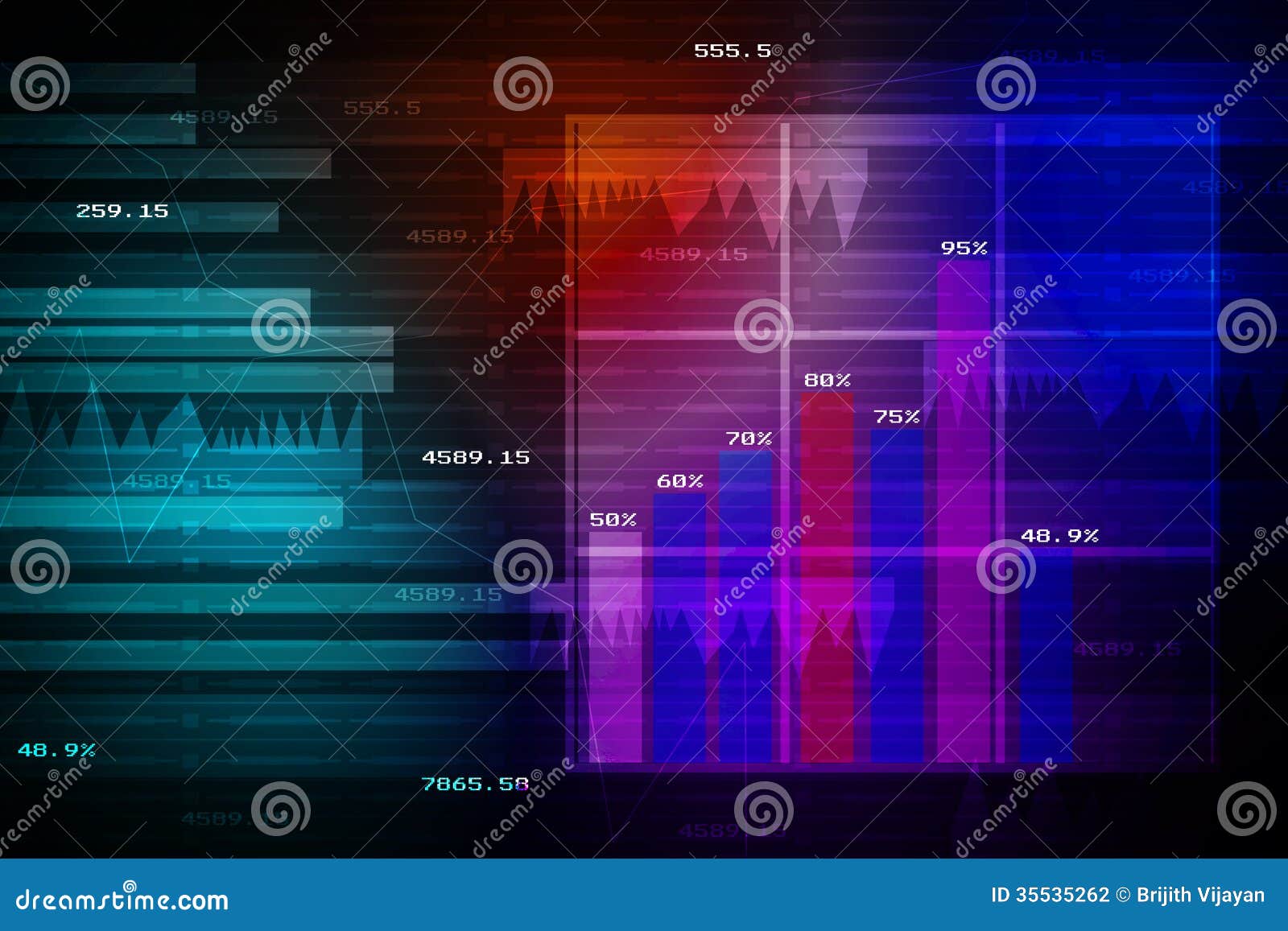 Stock Market Graph and Bar Chart Stock Illustration - Illustration of ...