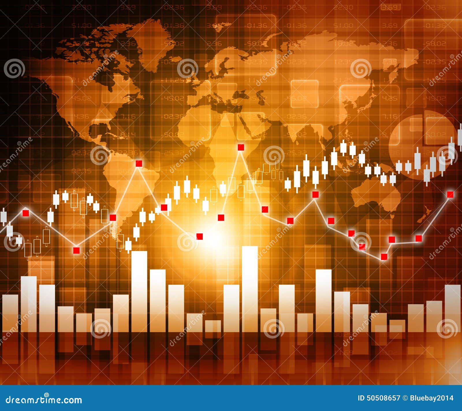 Stock Market Graph and Bar Chart Stock Illustration - Illustration of ...