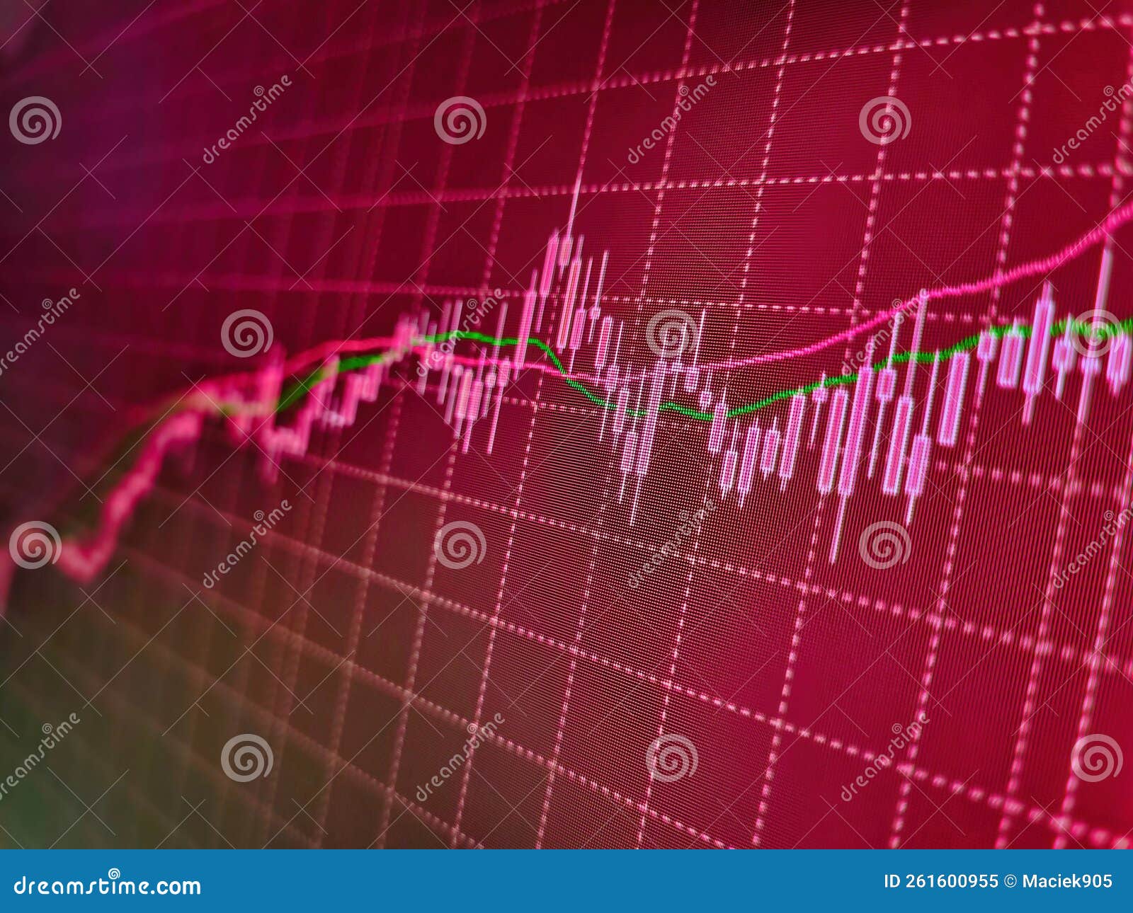 Stock Market Graph and Bar Chart Price Display. Running Computer Data ...