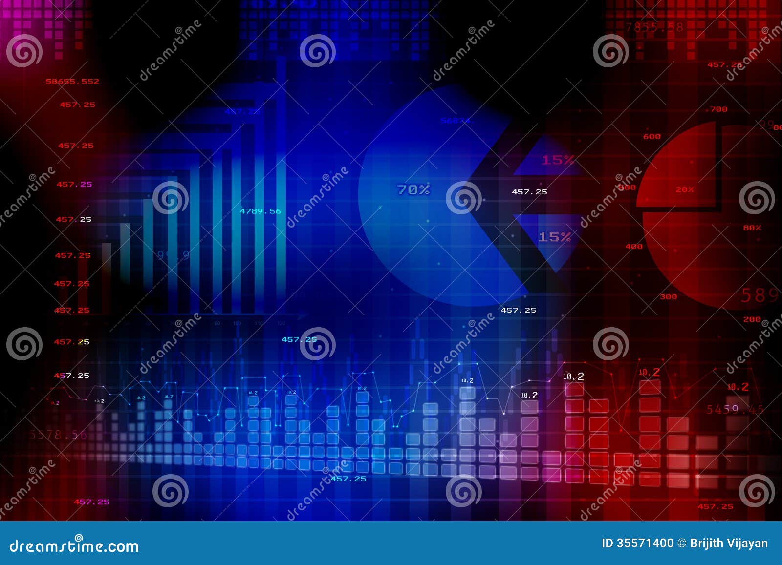 The Stock Market Graph with Pie Chart and World Stock Illustration ...