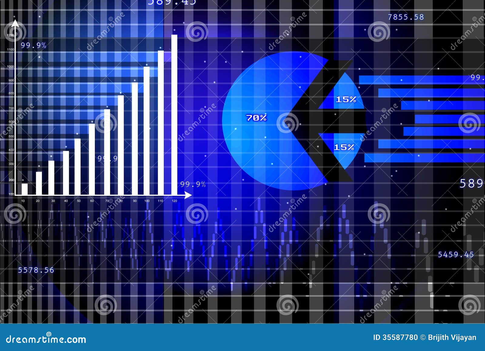 The Stock Market Graph with Pie Chart and World Stock Illustration ...
