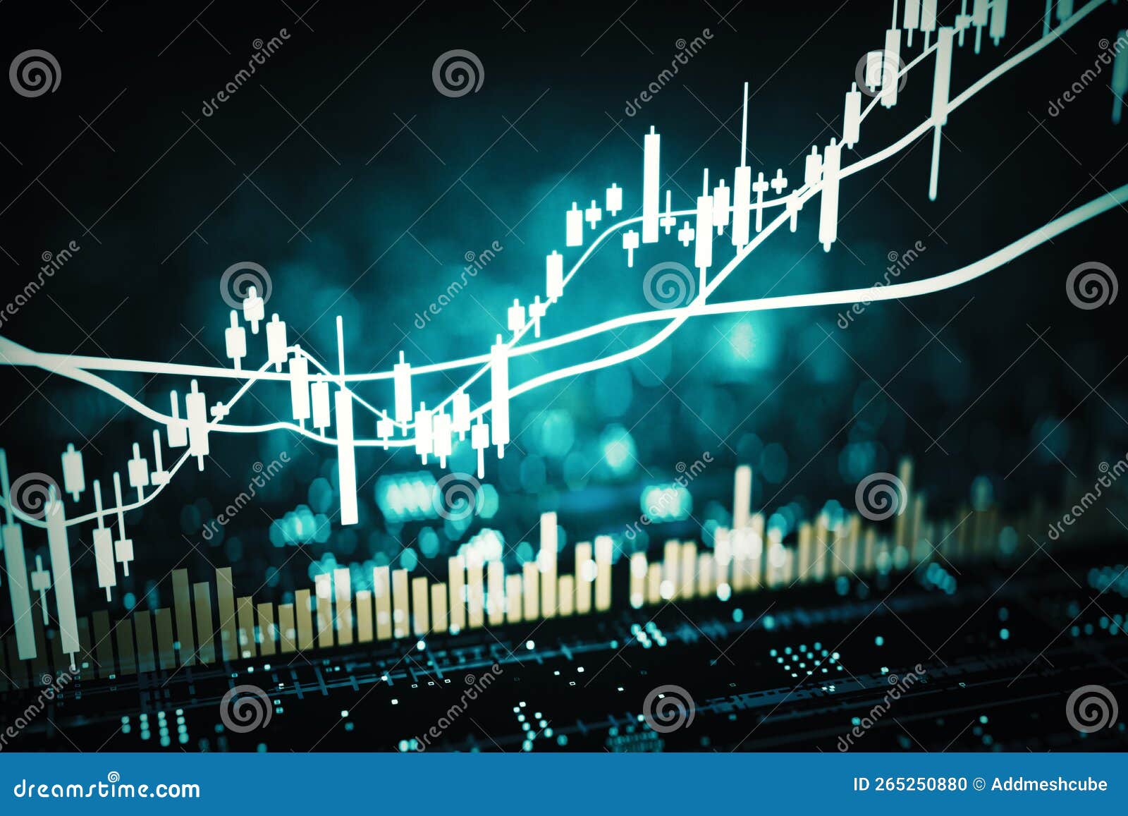 Stock Market Graph Technology Background, 3d Rendering Stock ...