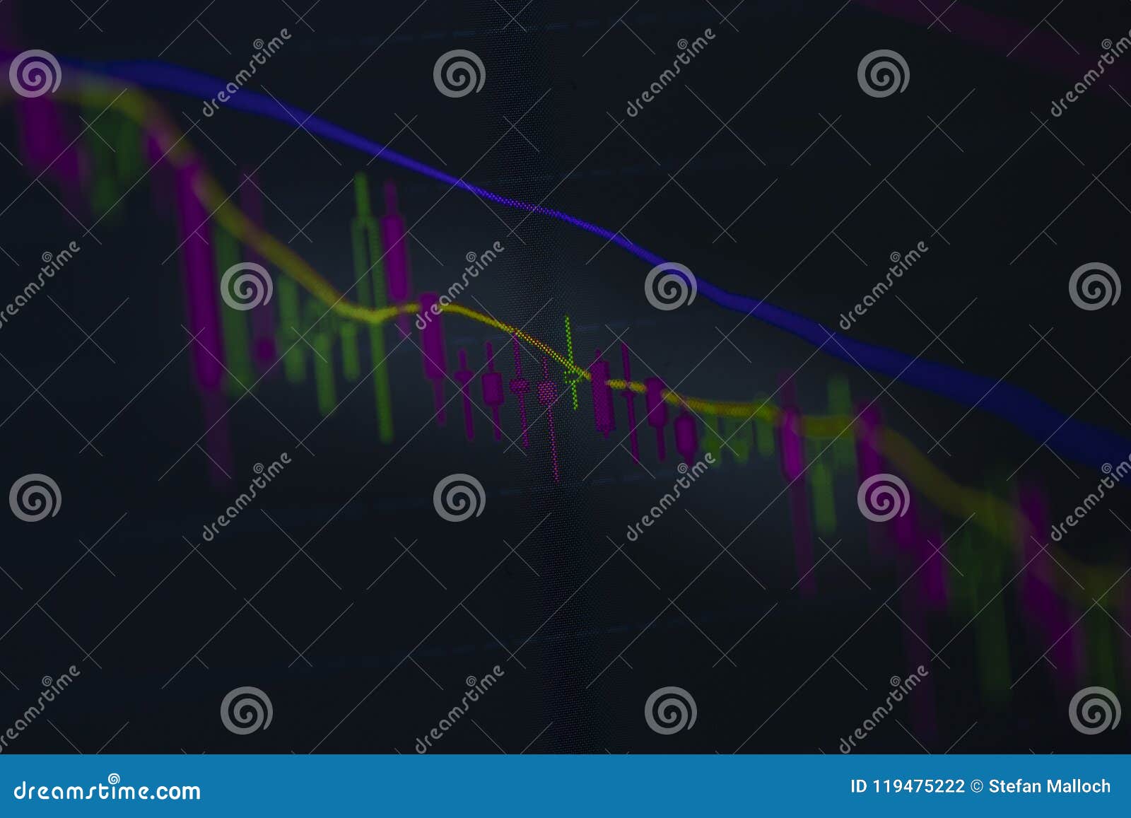 Stock Market Graphs Showing a Pattern Down Trend Stock Photo - Image of ...