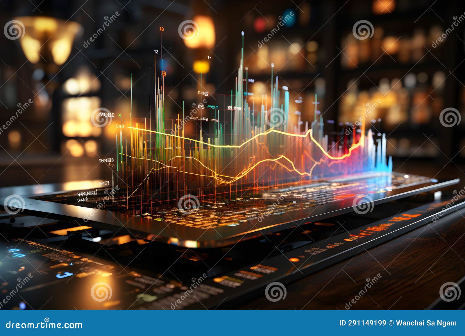 Stock Market Hologram 3D Image, Future Technology Graph Technology ...