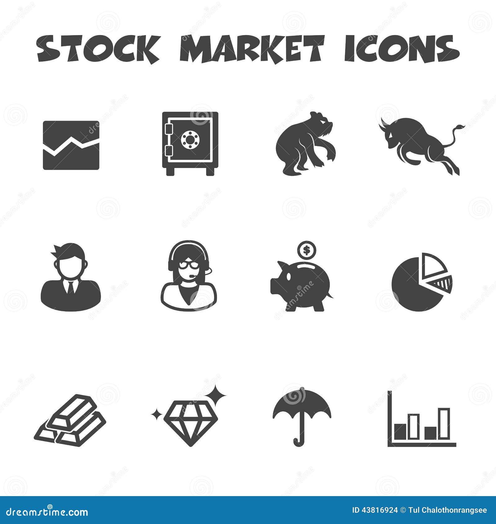 Stock Market Icons Stock Vector Illustration Of Market 43816924