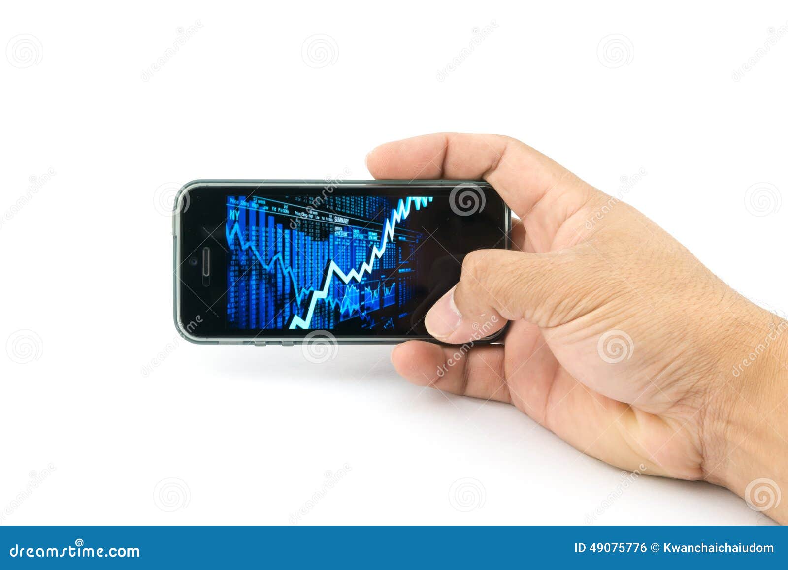 Stock Market Mobile Screen on Man Hand Stock Photo - Image of digital ...